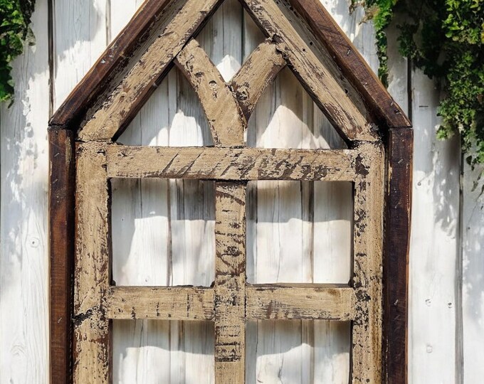 Rustic Wood Window Frame, Farmhouse, Rustic Peak-shaped Window - Etsy