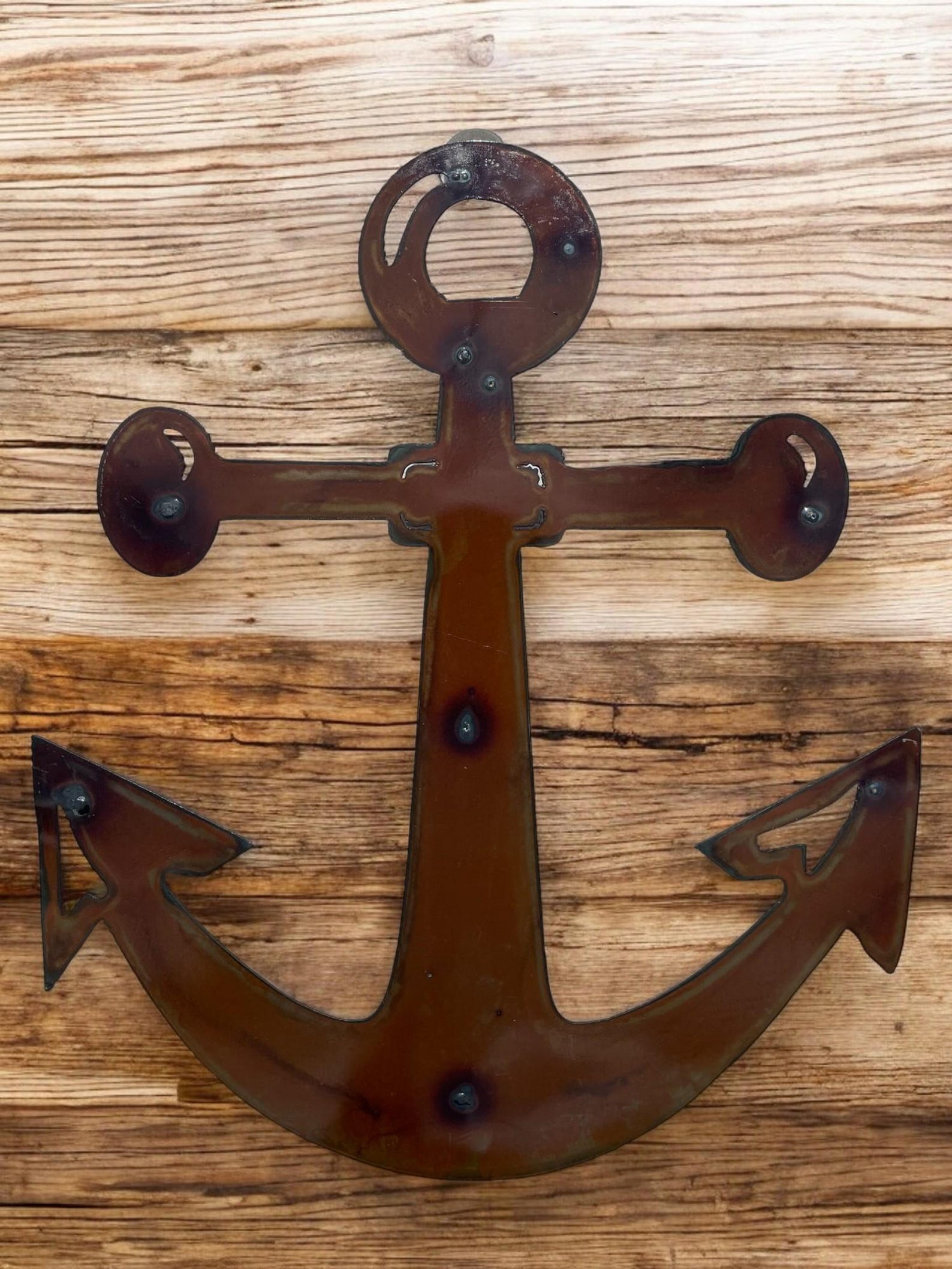 Rustic Nautical Anchor Metal Art Vintage Coastal Home Decor Iron Metal ...