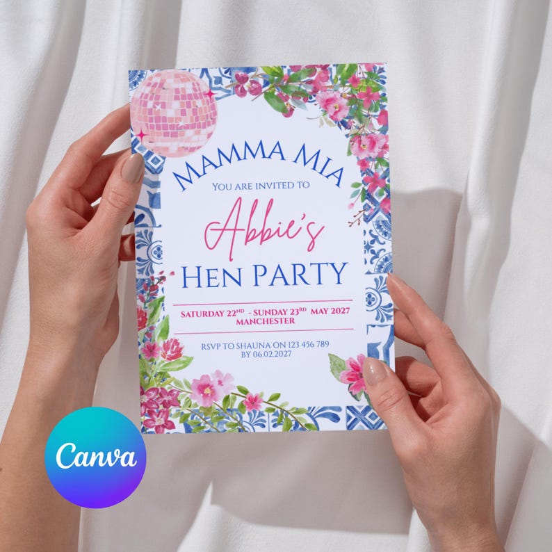 Mamma Mia Hen Party Invite & Itinerary, ABBA Bachelorette Weekend ...