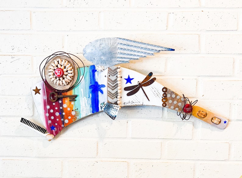 Happy Maui Flying Fish With Dragonfly, Driftwood Wall Art, Coastal ...
