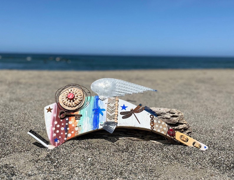 Happy Maui Flying Fish With Dragonfly, Driftwood Wall Art, Coastal ...