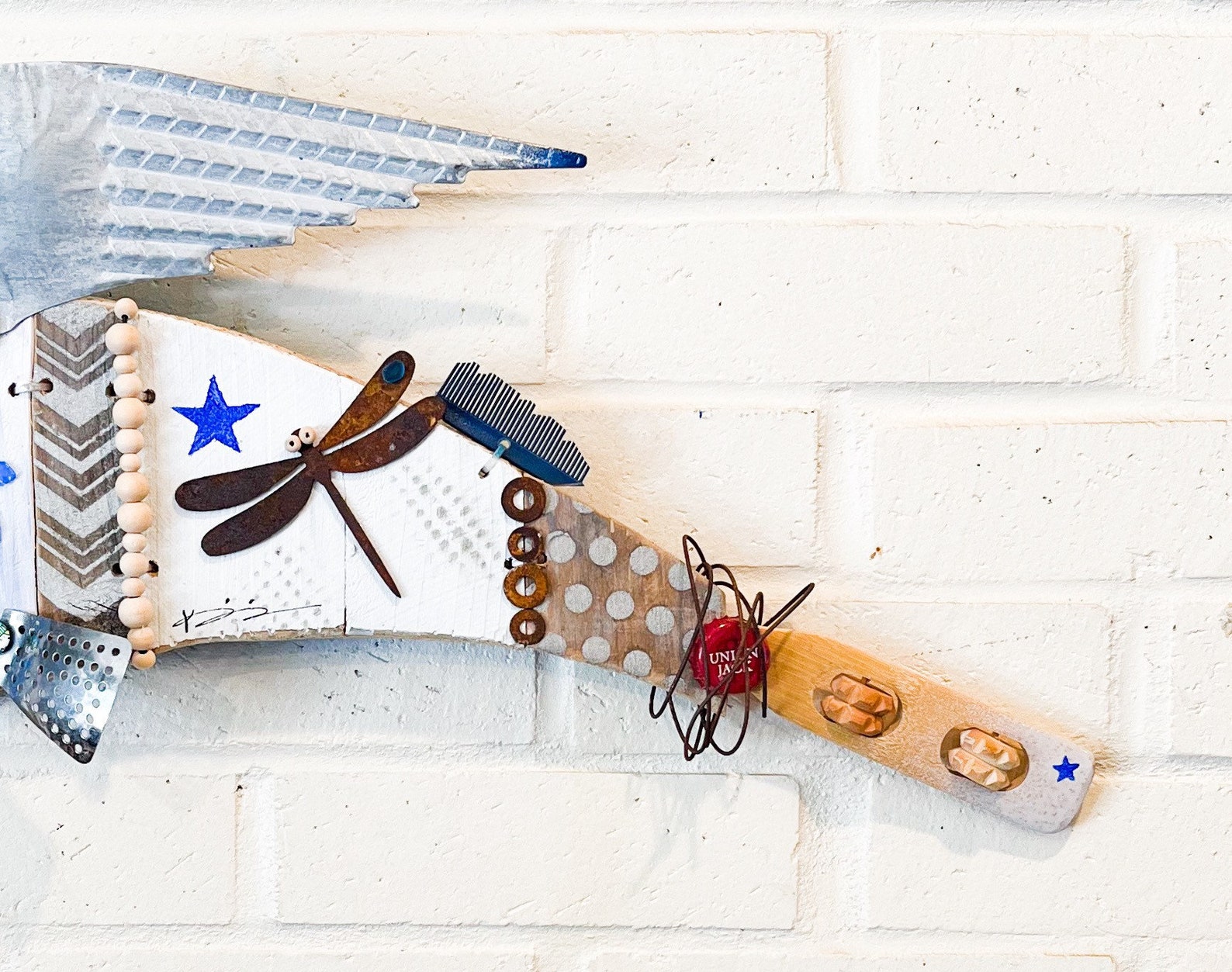Happy Maui Flying Fish With Dragonfly, Driftwood Wall Art, Coastal ...