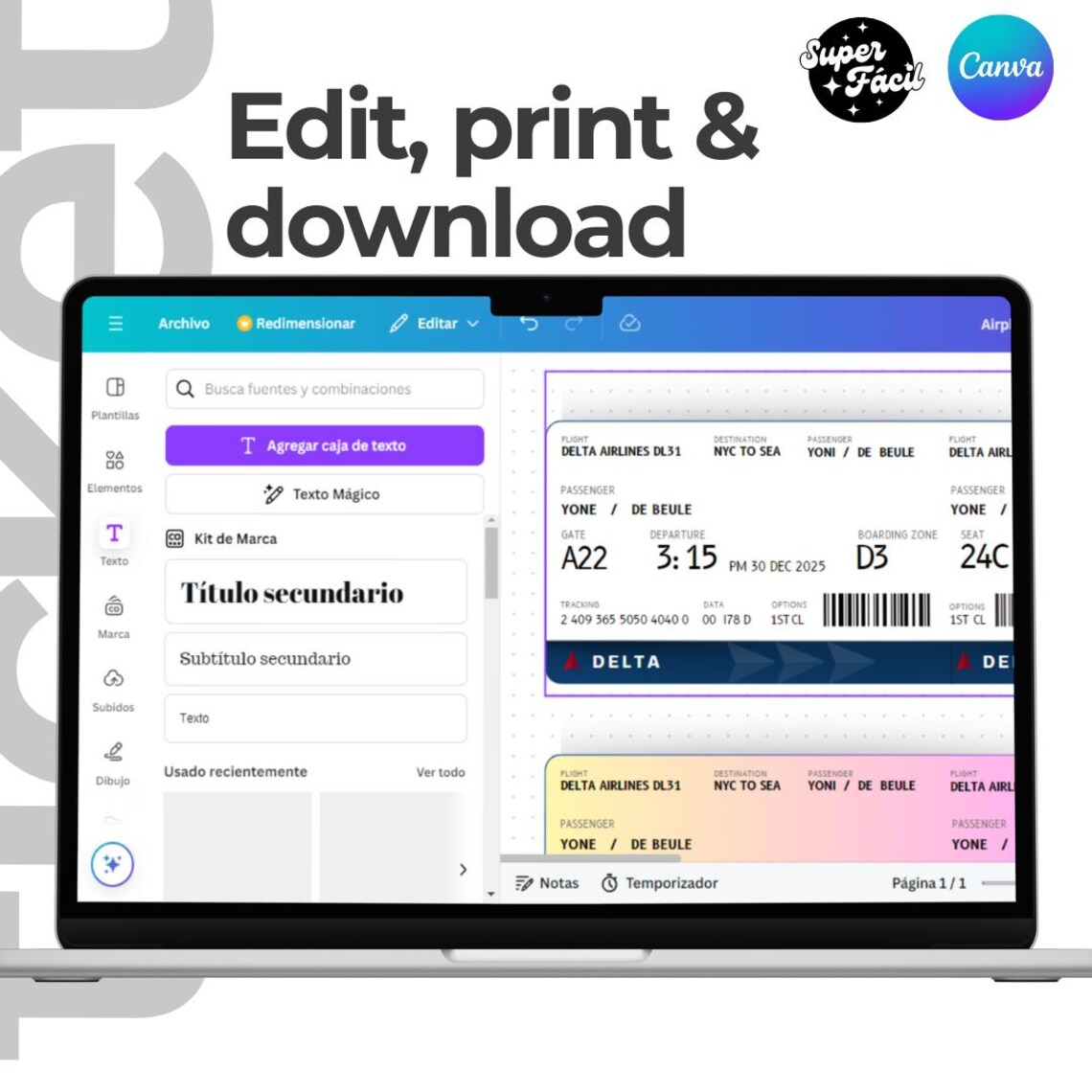 Editable Boarding Pass Template | Boarding Pass Template | Airline ...