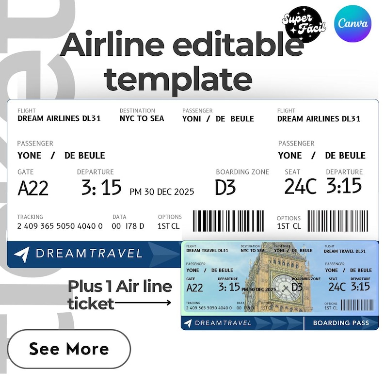Editable Boarding Pass Template | Boarding Pass Template | Airline ...
