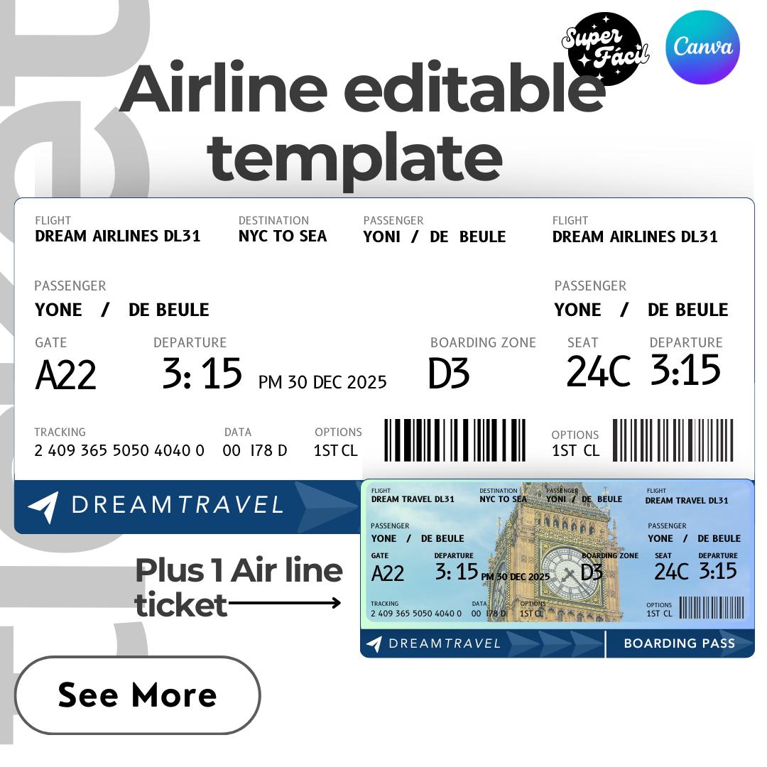 Editable Boarding Pass Template | Boarding Pass Template | Airline ...