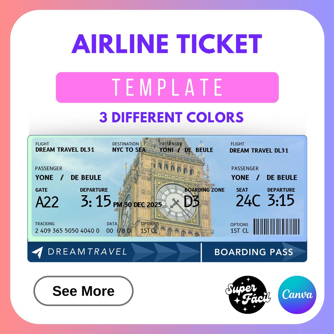 Customizable Boarding Pass Surprise Invitation for Air Lines Travelers ...