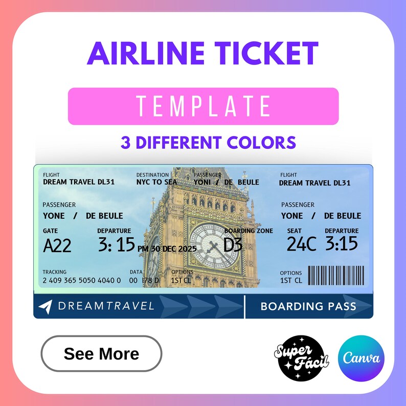 Customizable Boarding Pass Surprise Invitation for Air Lines Travelers ...