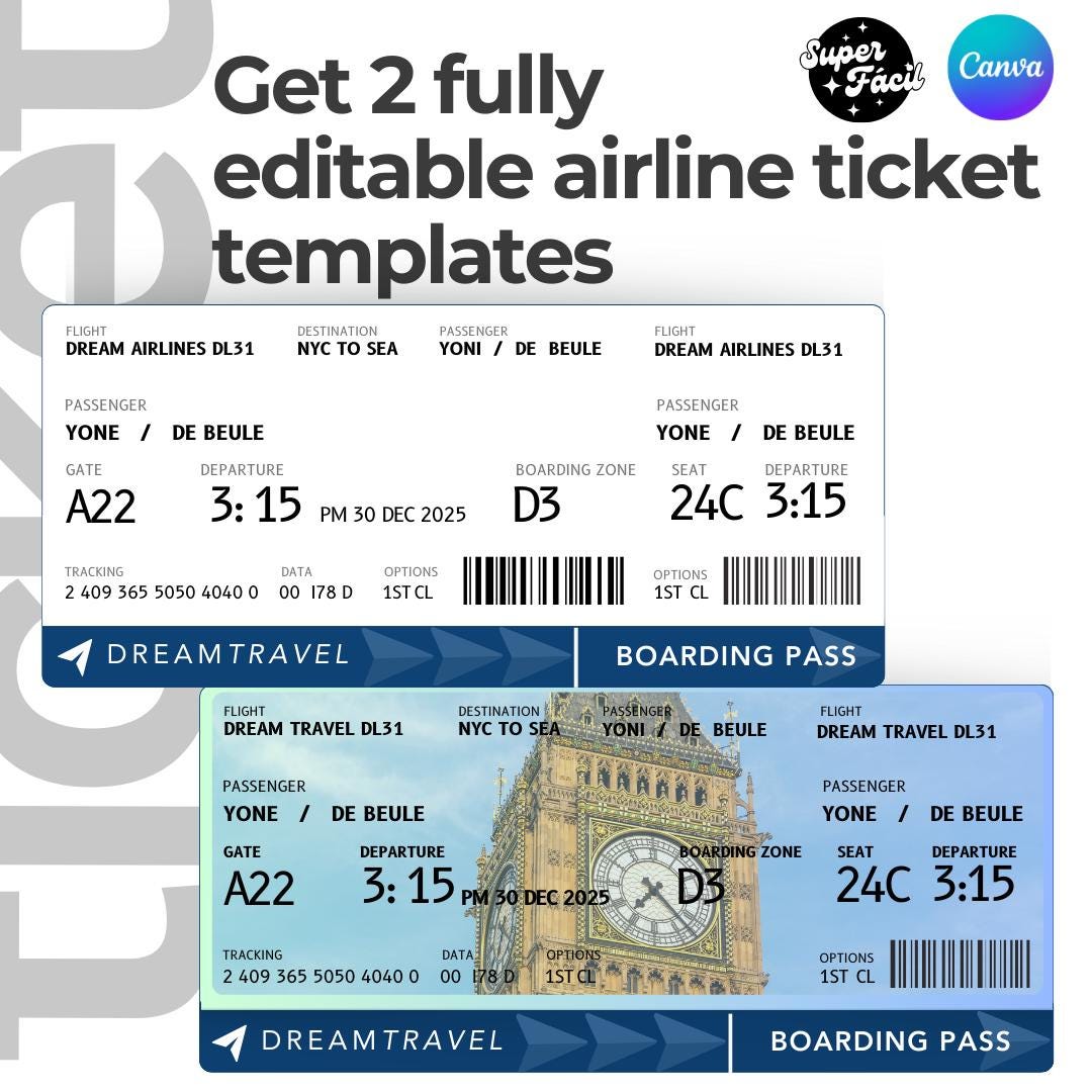 Editable Boarding Pass Template | Boarding Pass Template | Airline ...