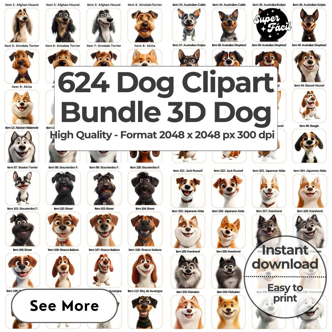 600+ Dog Clipart Bundle Dog Clipart Sublimation Designs, Dog Breed PNG ...