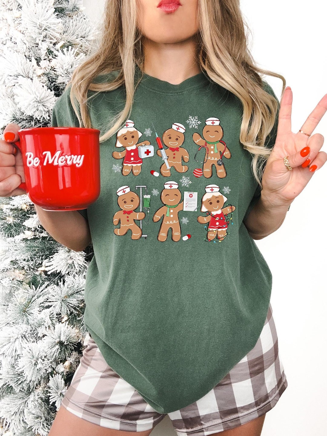 Comfort Colors® Christmas Nurse Shirt, Nurse Gingerbread Shirts, Nurse ...