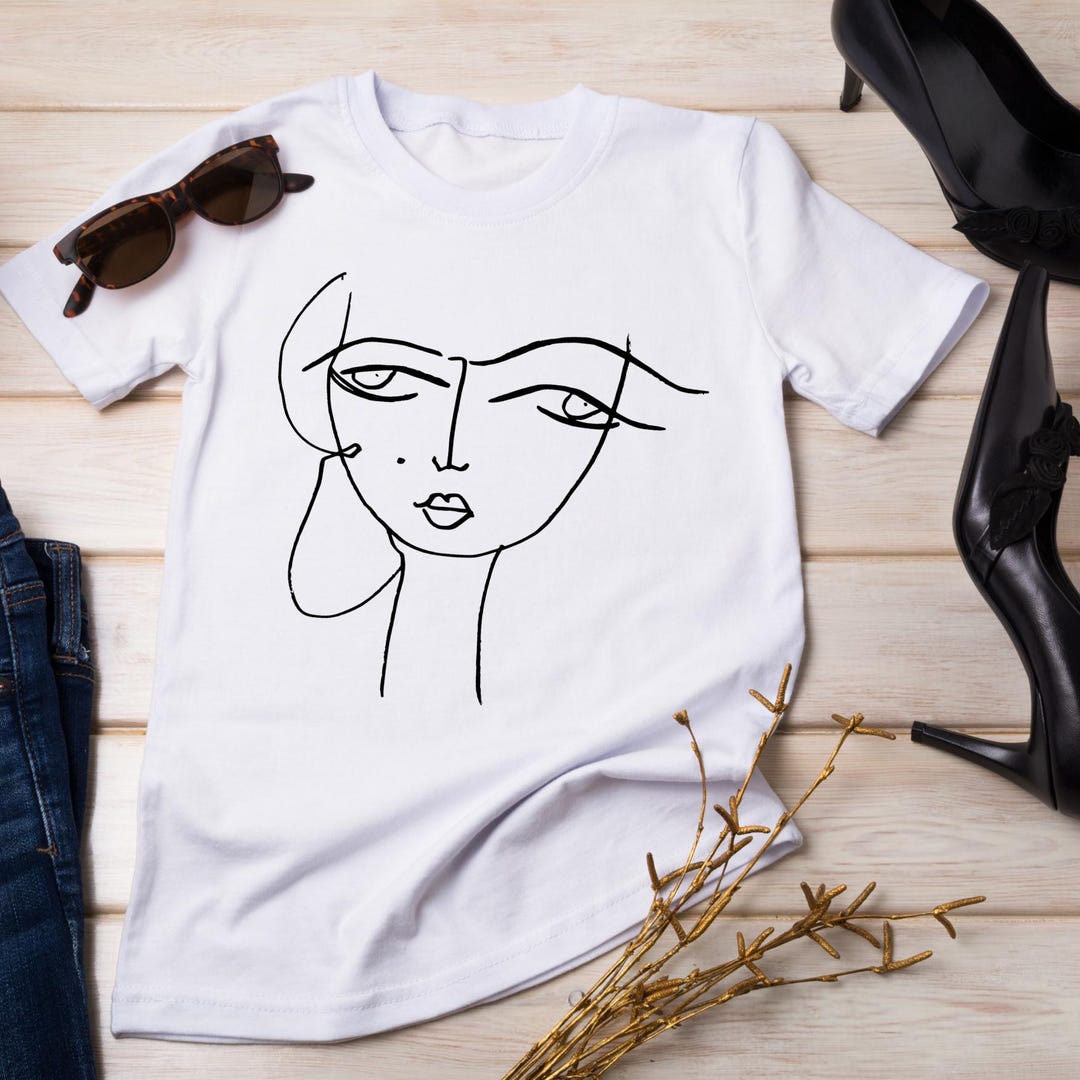 Abstract Faces T-shirt I Line Art Shirt I Women Face Shirt I Line ...