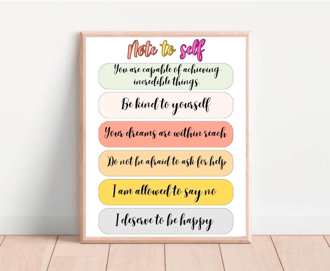 Empowering Positive Affirmations Poster for Self-care, Note to Self ...