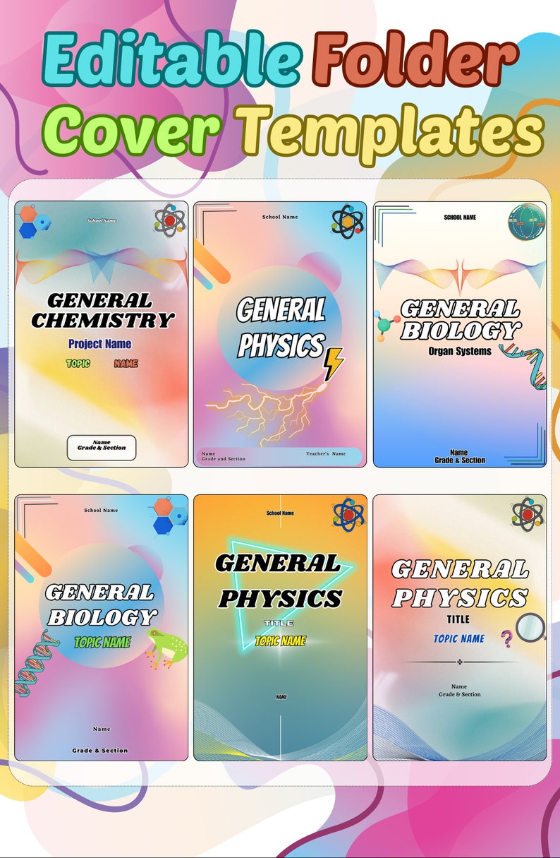 Printable and Editable Cover Templates, School Portfolio, Cover Page ...