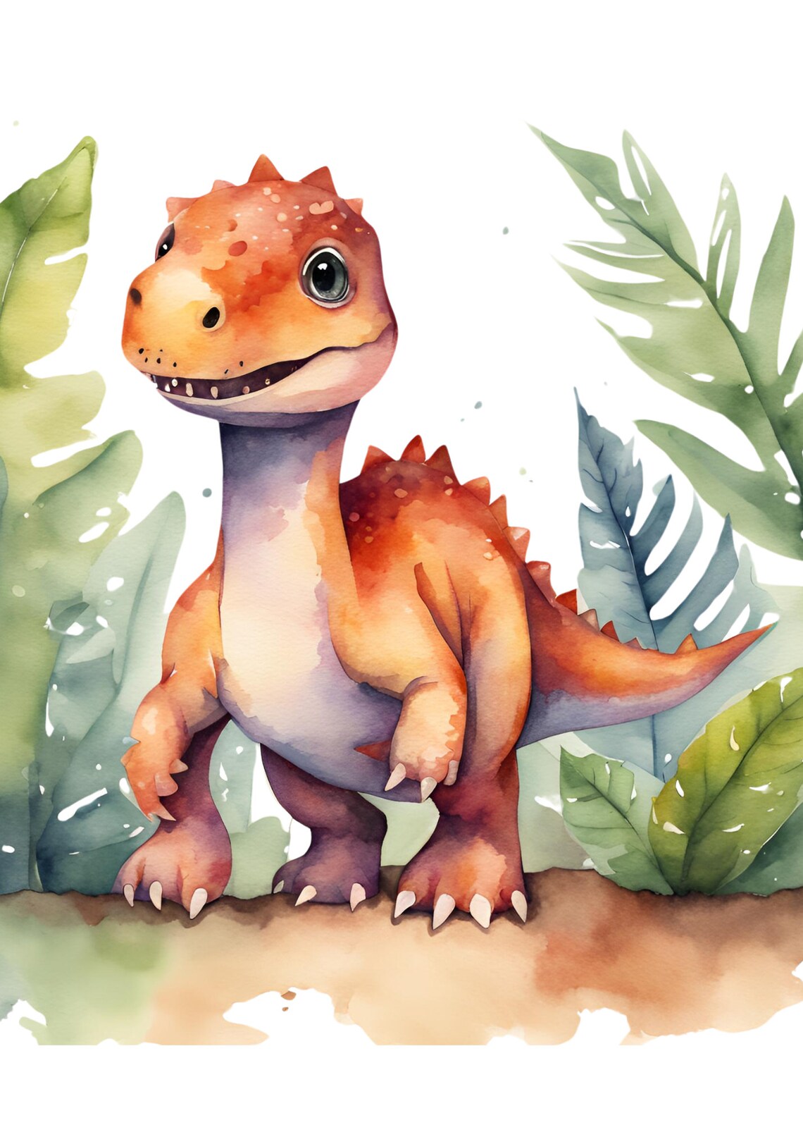 Dinosaur Watercolor Prints, Set of 9 Dinosaur Bundle, Dinosaur ...