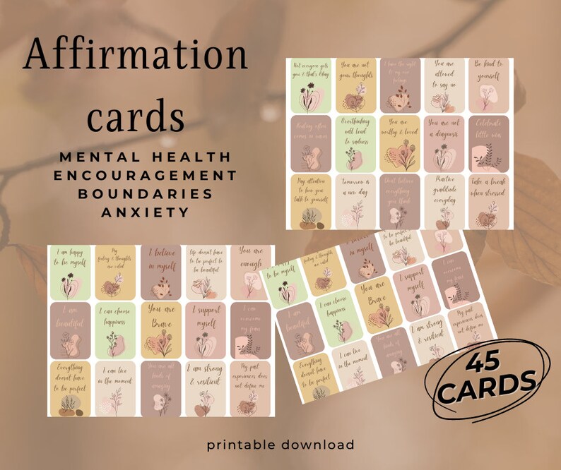 Affirmation Cards, Mental Health, Encouragement, Anxiety, Trauma ...