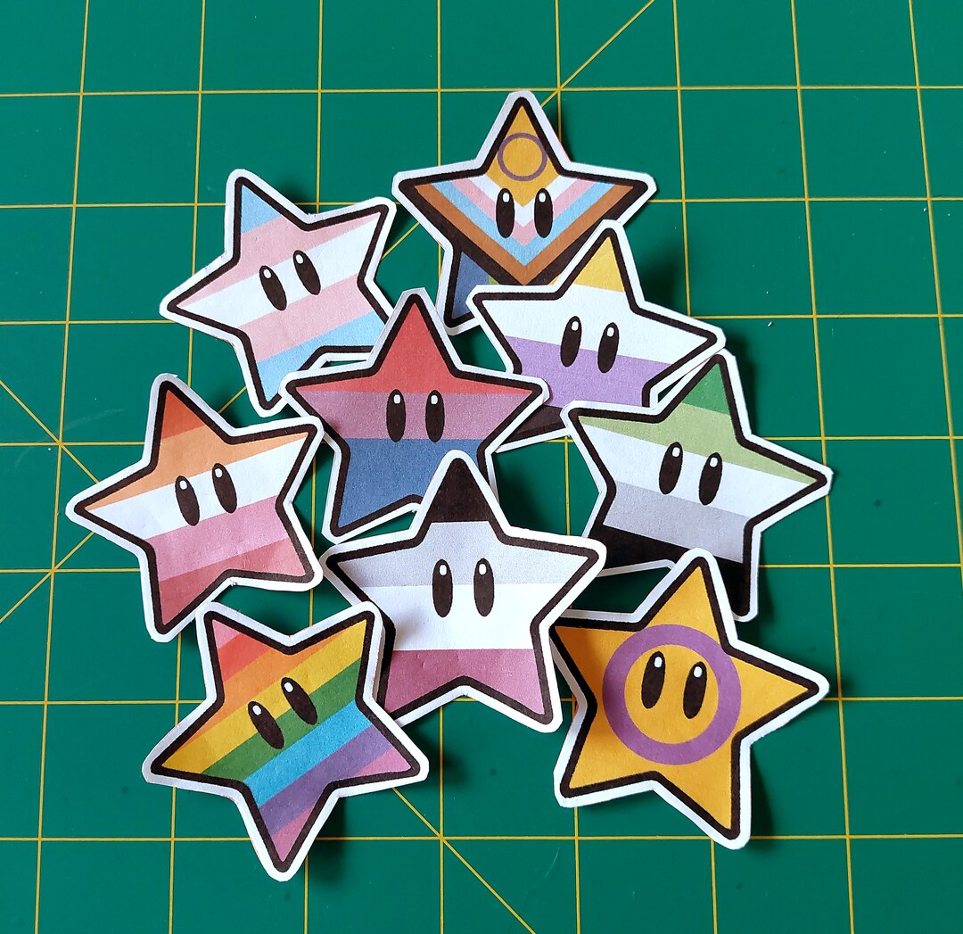 Mario Series Super Star Pride Flag Stickers Rainbow LGBTQ Gay Queer ...