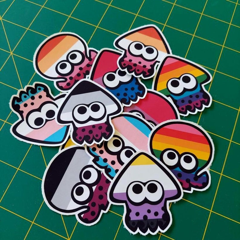 Splatoon Squid and Octo Pride Flag Stickers Rainbow LGBTQ Queer Pride ...