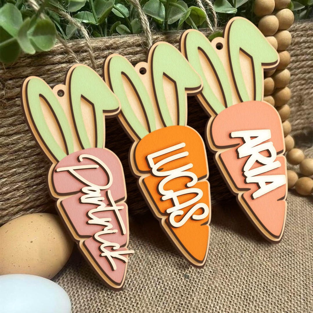 Custom Name Tags for Easter, Personalized Carrot Easter Basket Tag ...