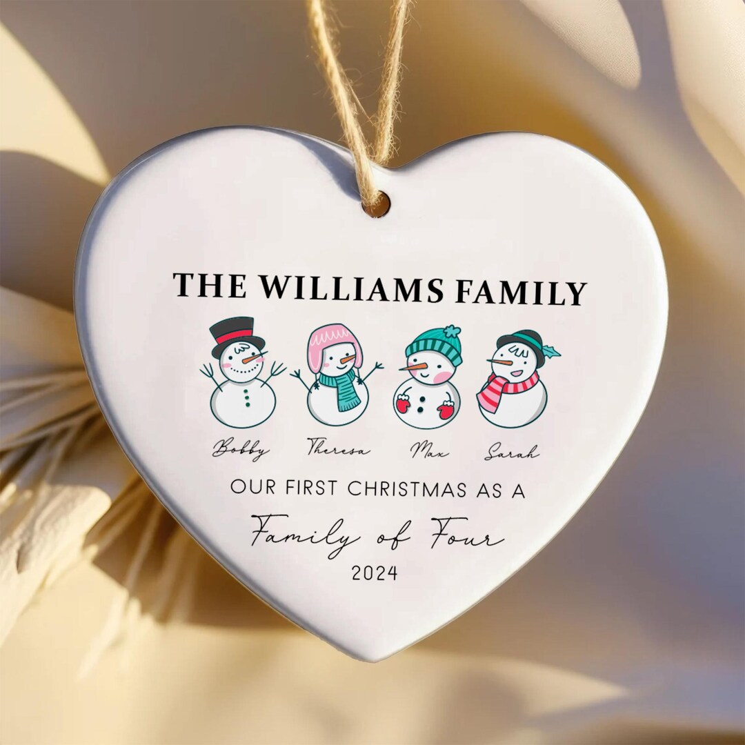 Personalized Family of 4 Ornament, Custom Family Stocking Ornament With ...