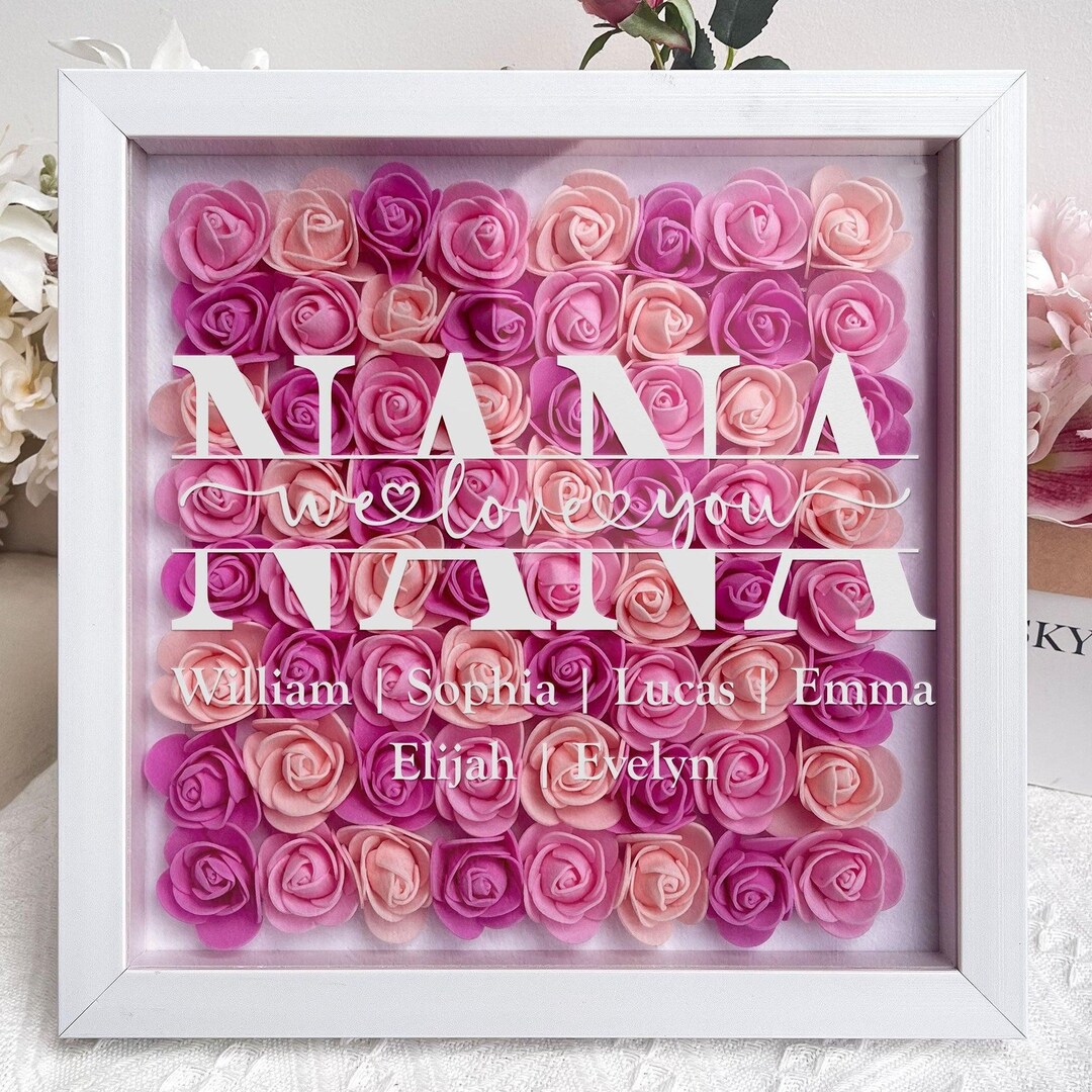 Personalized Flower Handprints Shadow Box for Mom Gift,mom Heart Flower ...