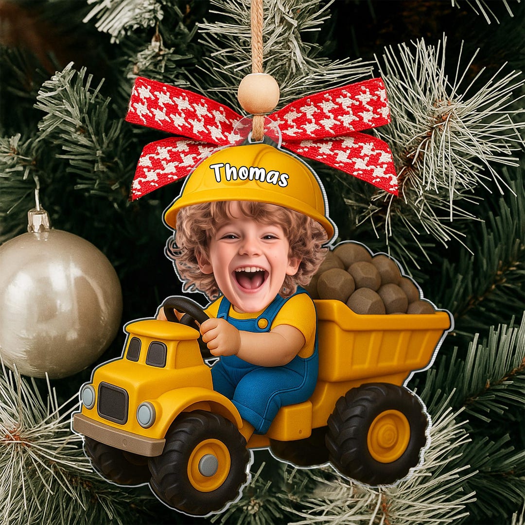 Personalized Photo Ornament, Custom Child Face Car Ornament, Christmas ...