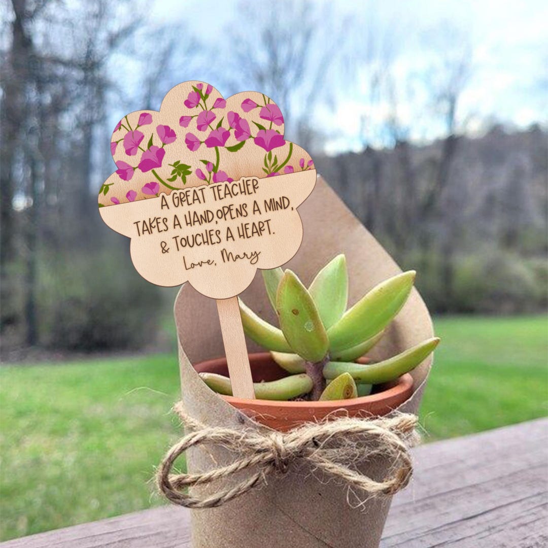 Personalized Teacher Gift Card Holder, Teacher Plant Sign, Teacher ...