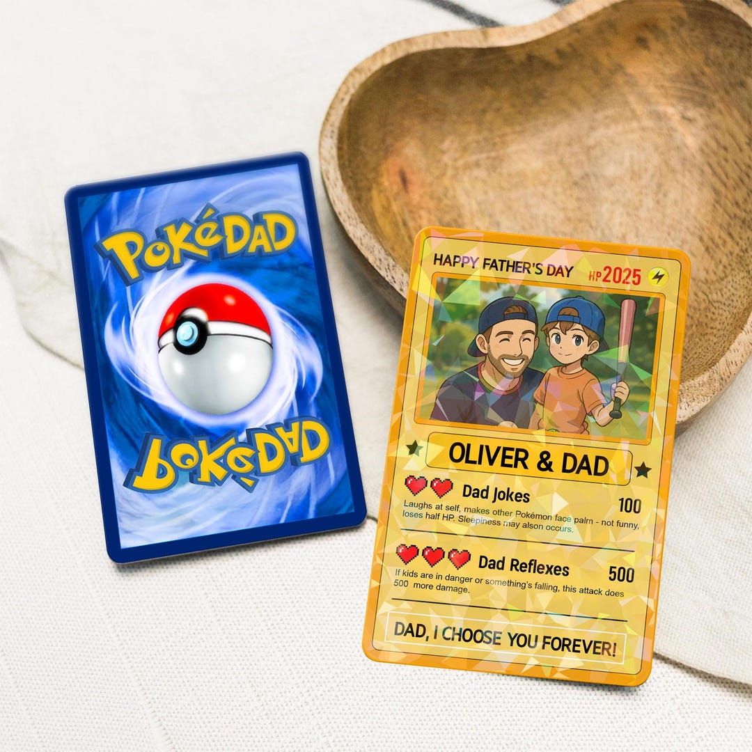 Personalized Poke Father's Day Card, Custom Pokedad-inspired Gift for ...