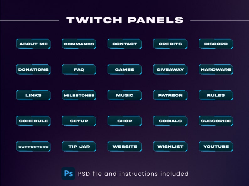 Twitch Panels - Cyan Futuristic Panels for About Page on Twitch ...