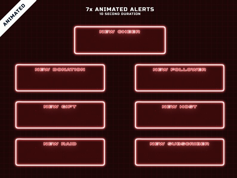 Animated Twitch Alerts for Streaming - Red Twitch Alerts With Glowing ...