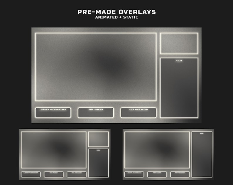 Gray Twitch Overlay Package - Black & White Minimalist Stream Overlay ...