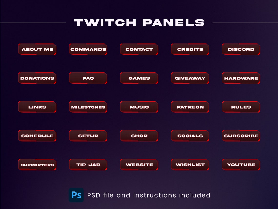 Twitch Panels - Red Futuristic Panels for About Page on Twitch ...