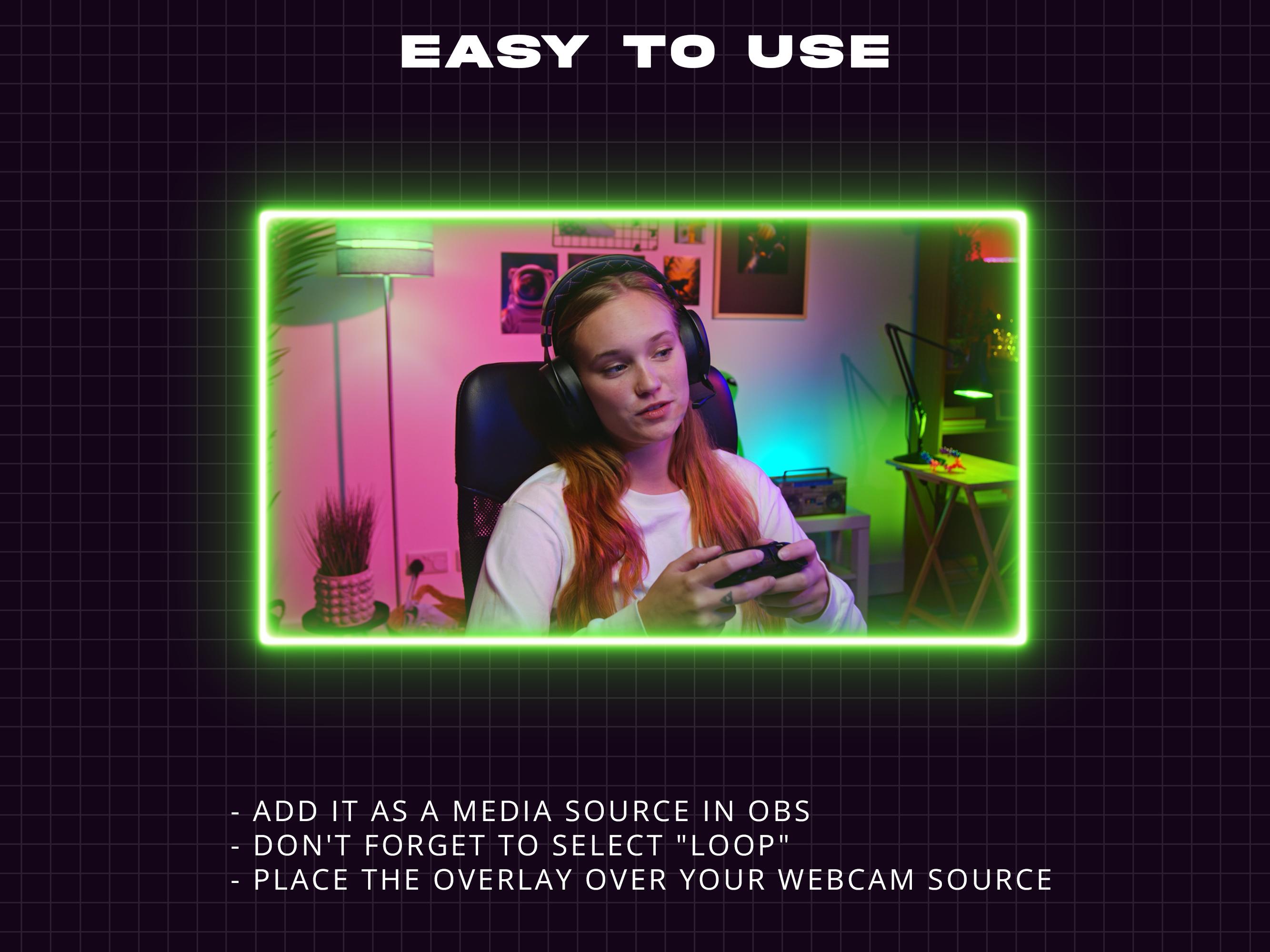 Lime Green Neon - Animated Webcam Overlay, Glowing Stream Overlay ...