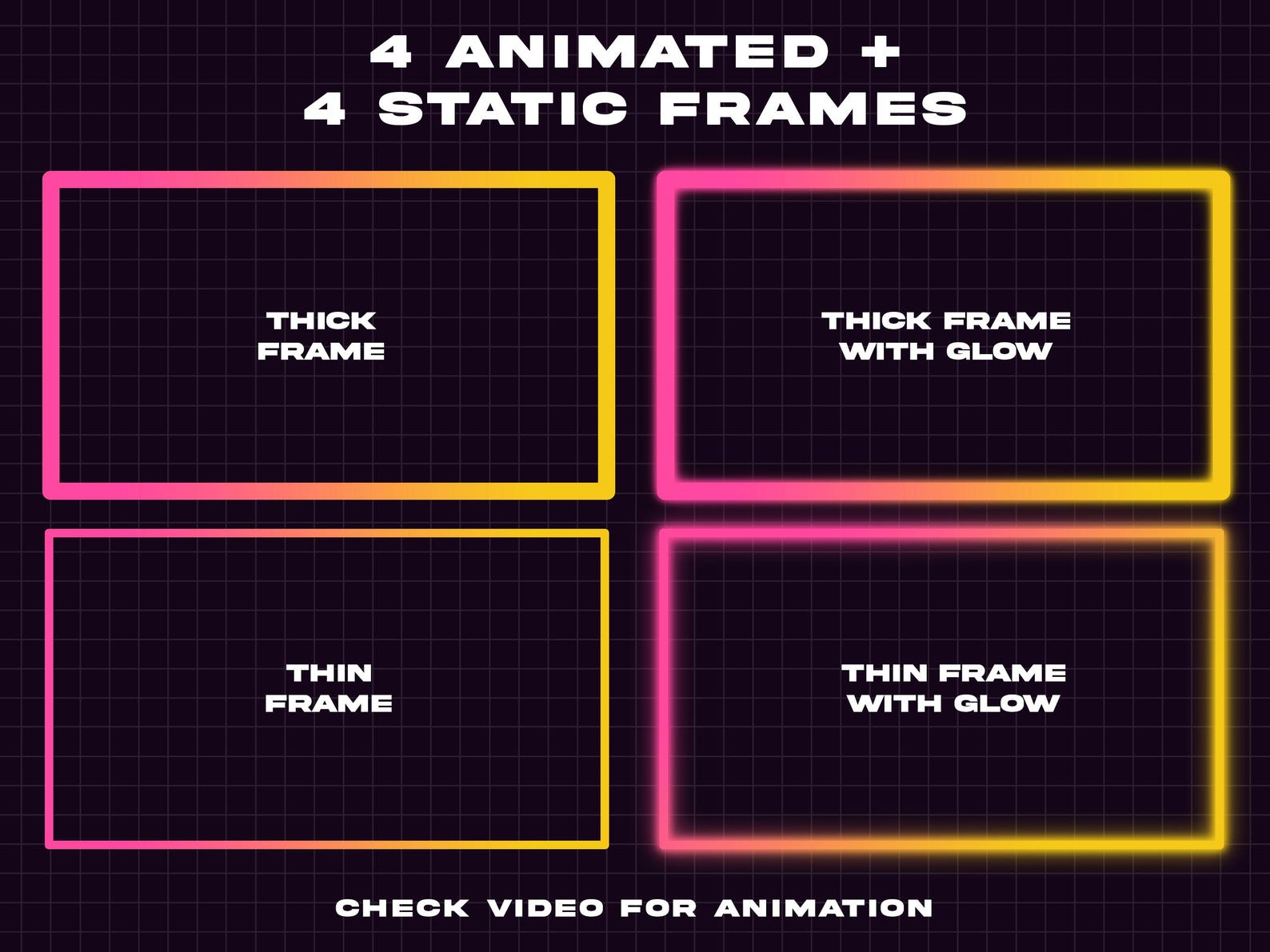 Pink and Yellow Animated Webcam Overlay, Glowing Stream Overlay, Camera ...