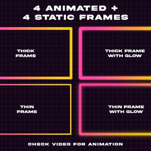 Pink and Yellow Animated Webcam Overlay, Glowing Stream Overlay, Camera ...