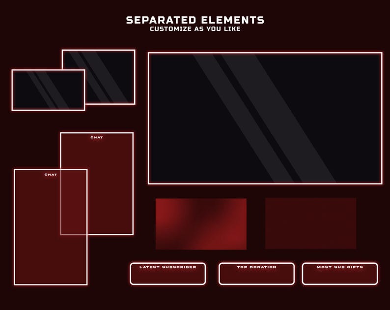 Red Twitch Overlay Package - Red Minimalist Themed Stream Overlay ...