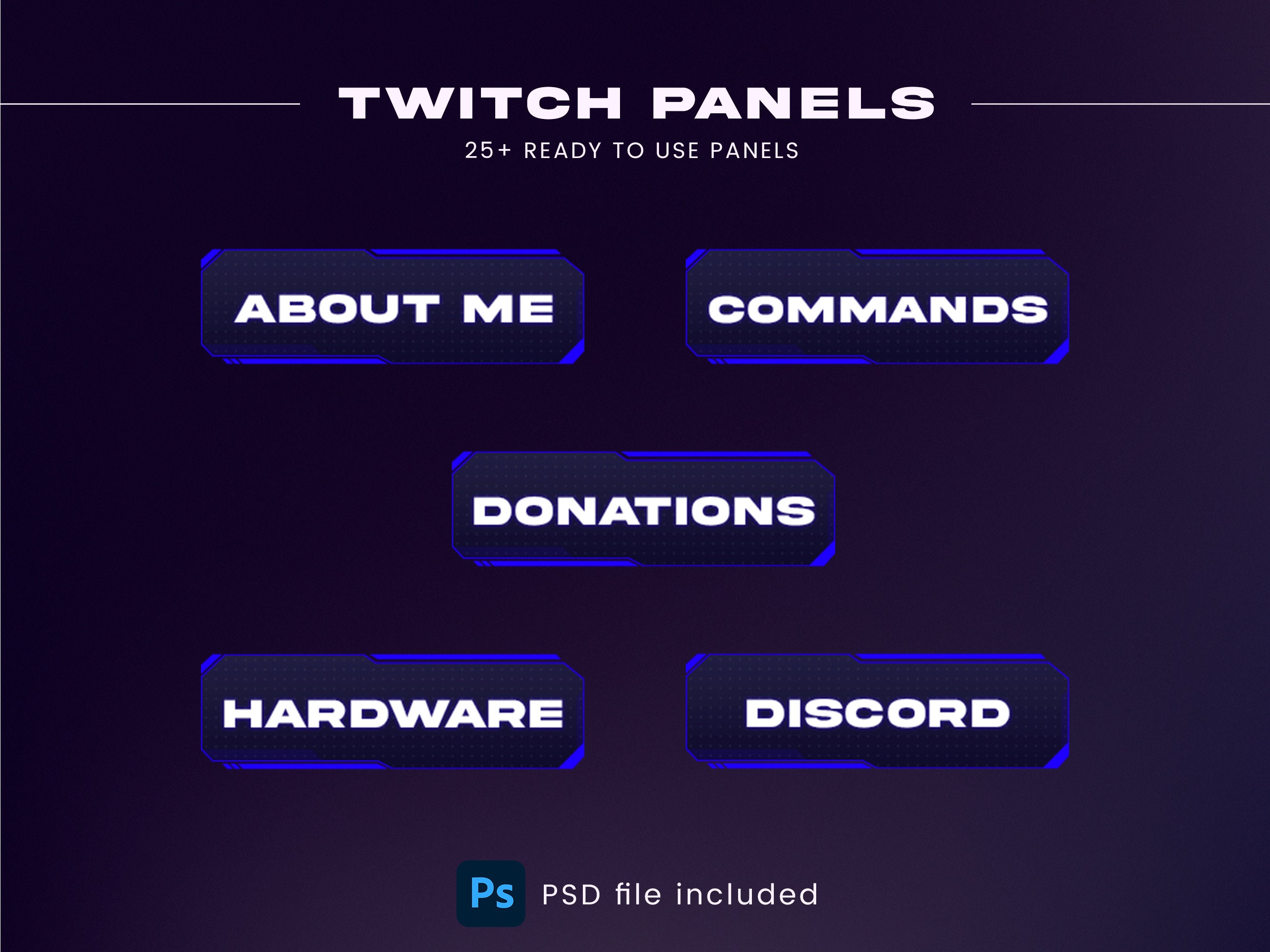 Twitch Panels Blue Futuristic Panels for About Page on Twitch, Editable ...