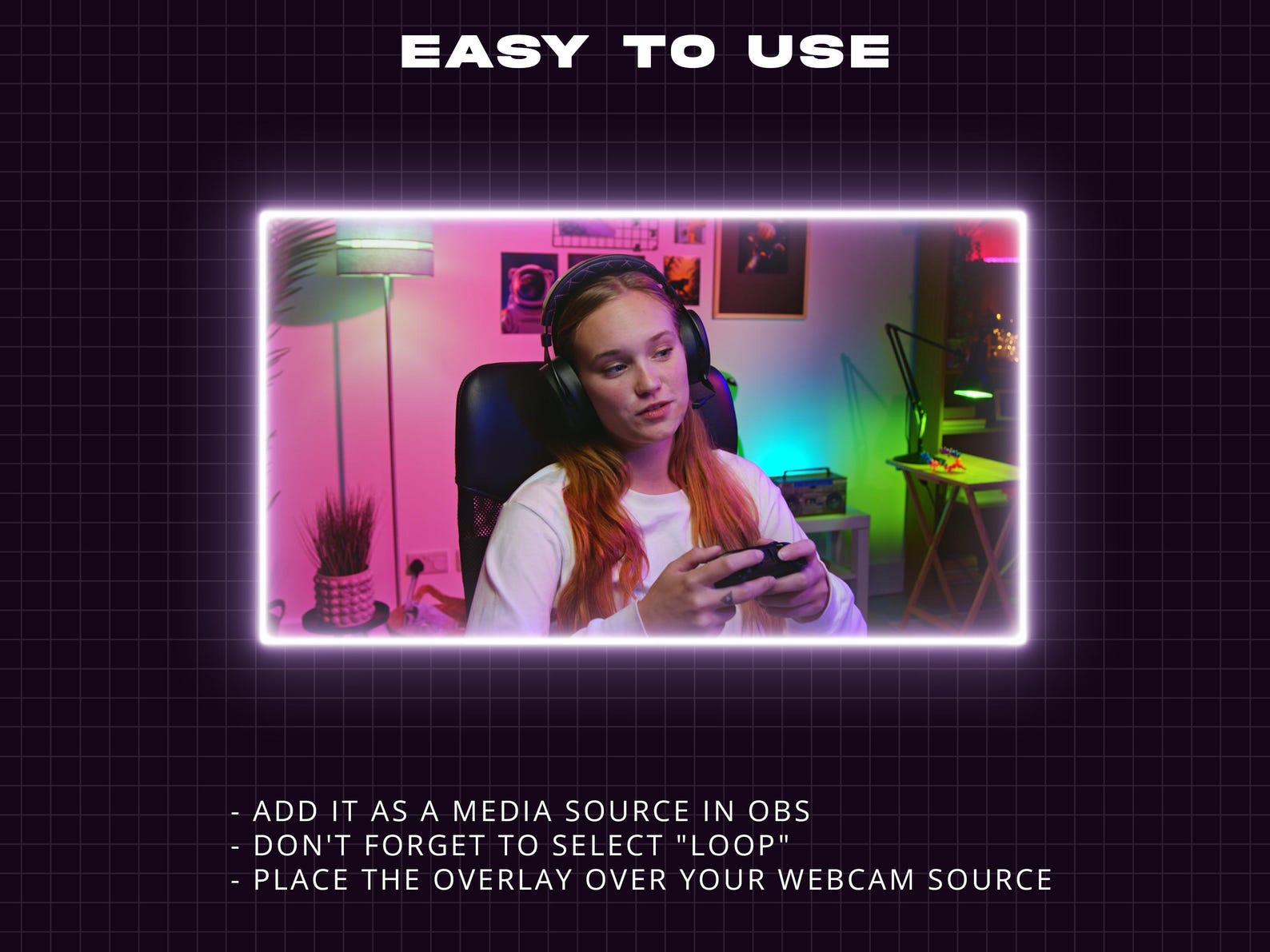 Deep Purple Neon - Animated Webcam Overlay, Glowing Stream Overlay ...