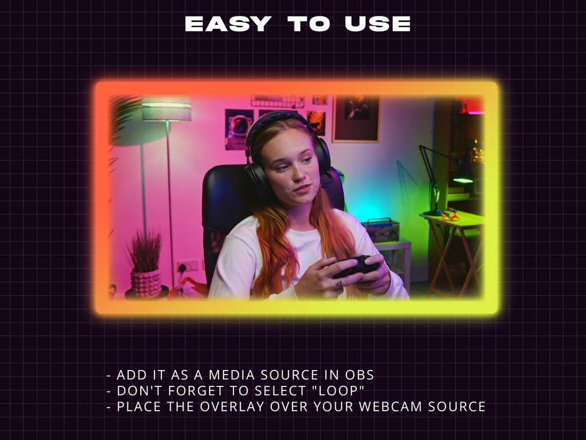 Orange and Yellow Animated Webcam Overlay, Glowing Stream Overlay ...