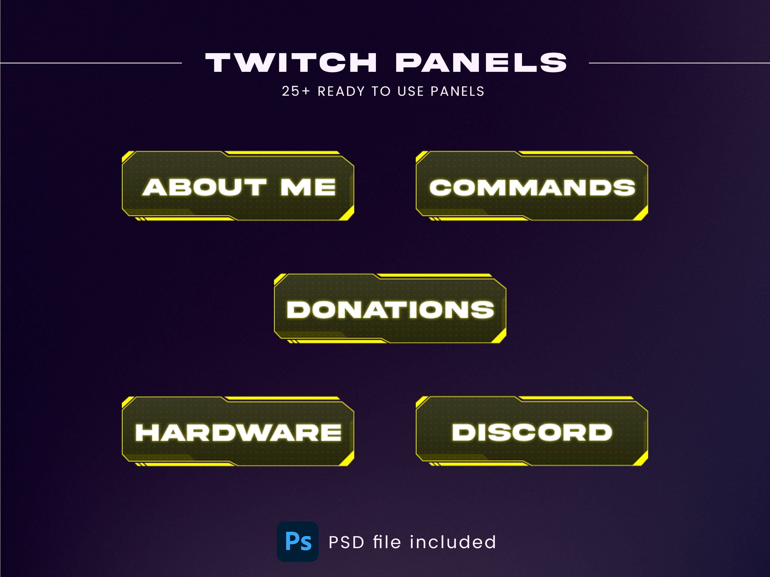 Twitch Panels - Yellow Futuristic Panels for About Page on Twitch ...