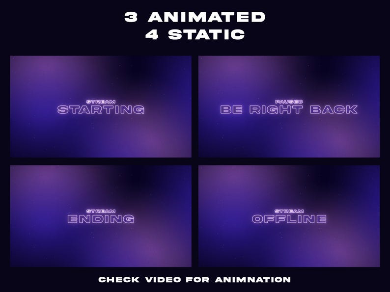 Twitch Stream Screens Bundle | Animated Starting Soon, Ending, BRB ...