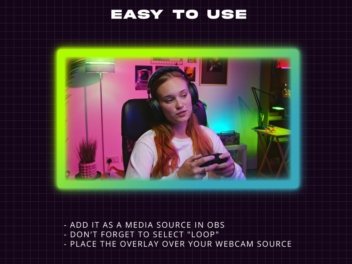 Green Animated Webcam Overlay, Glowing Stream Overlay, Camera Frame ...