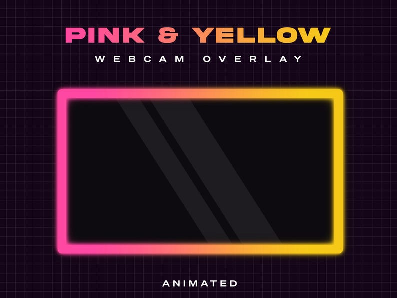 Pink and Yellow Animated Webcam Overlay, Glowing Stream Overlay, Camera ...