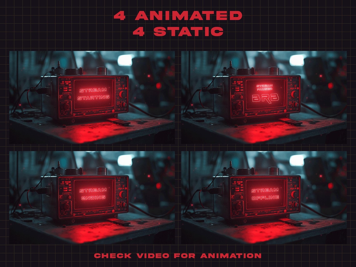 Dystopian Red Intermission Screens - Red Cyberpunk Themed Twitch ...