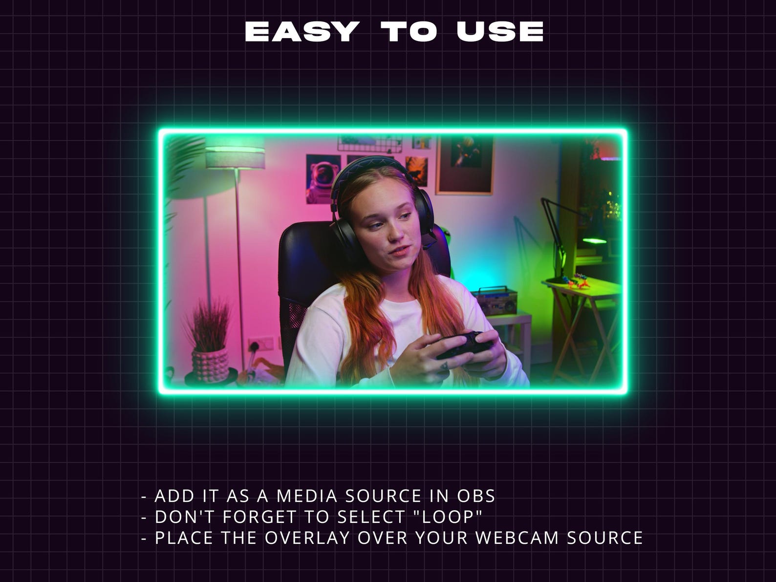 Light Green Neon - Animated Webcam Overlay, Glowing Stream Overlay ...