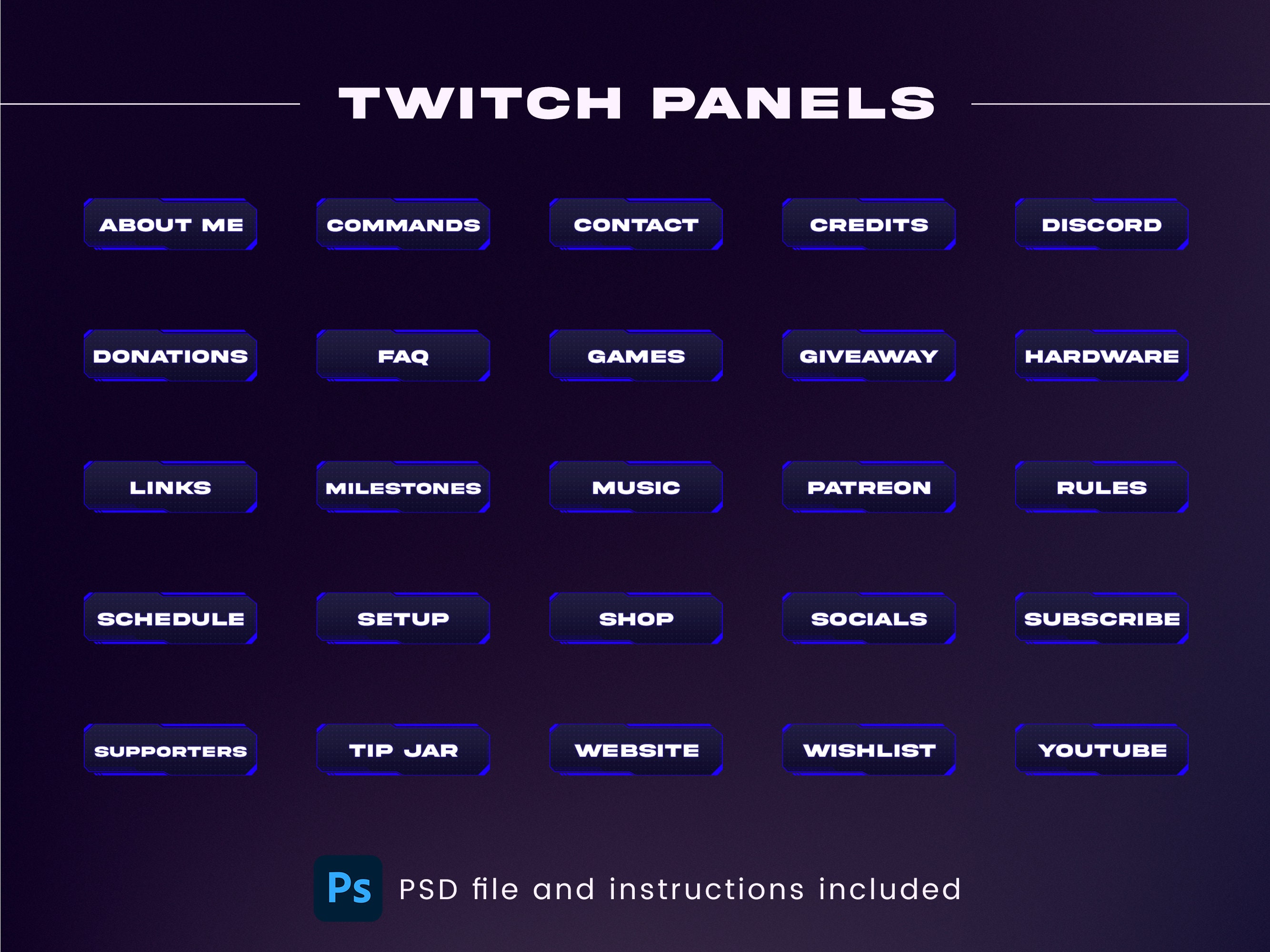 Twitch Panels - Blue Futuristic Panels for About Page on Twitch ...