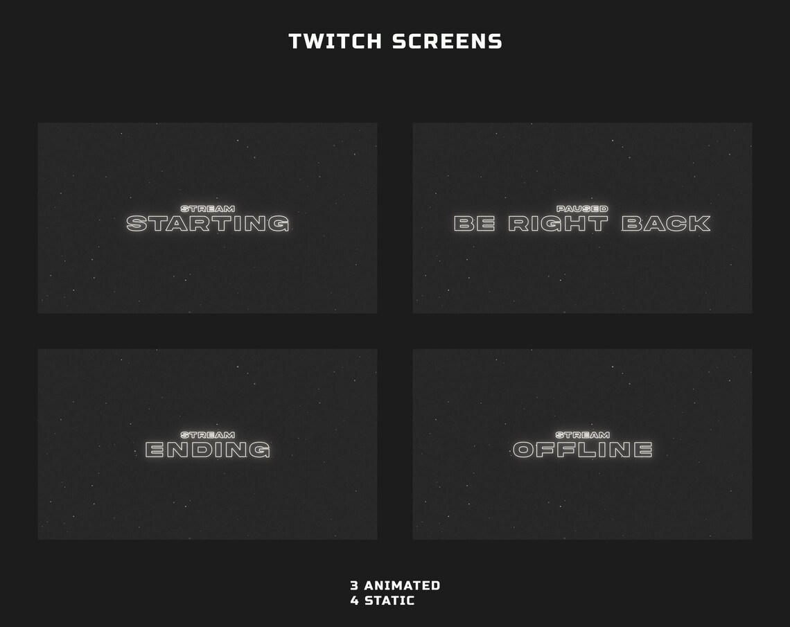Gray Twitch Overlay Package - Black & White Minimalist Stream Overlay ...