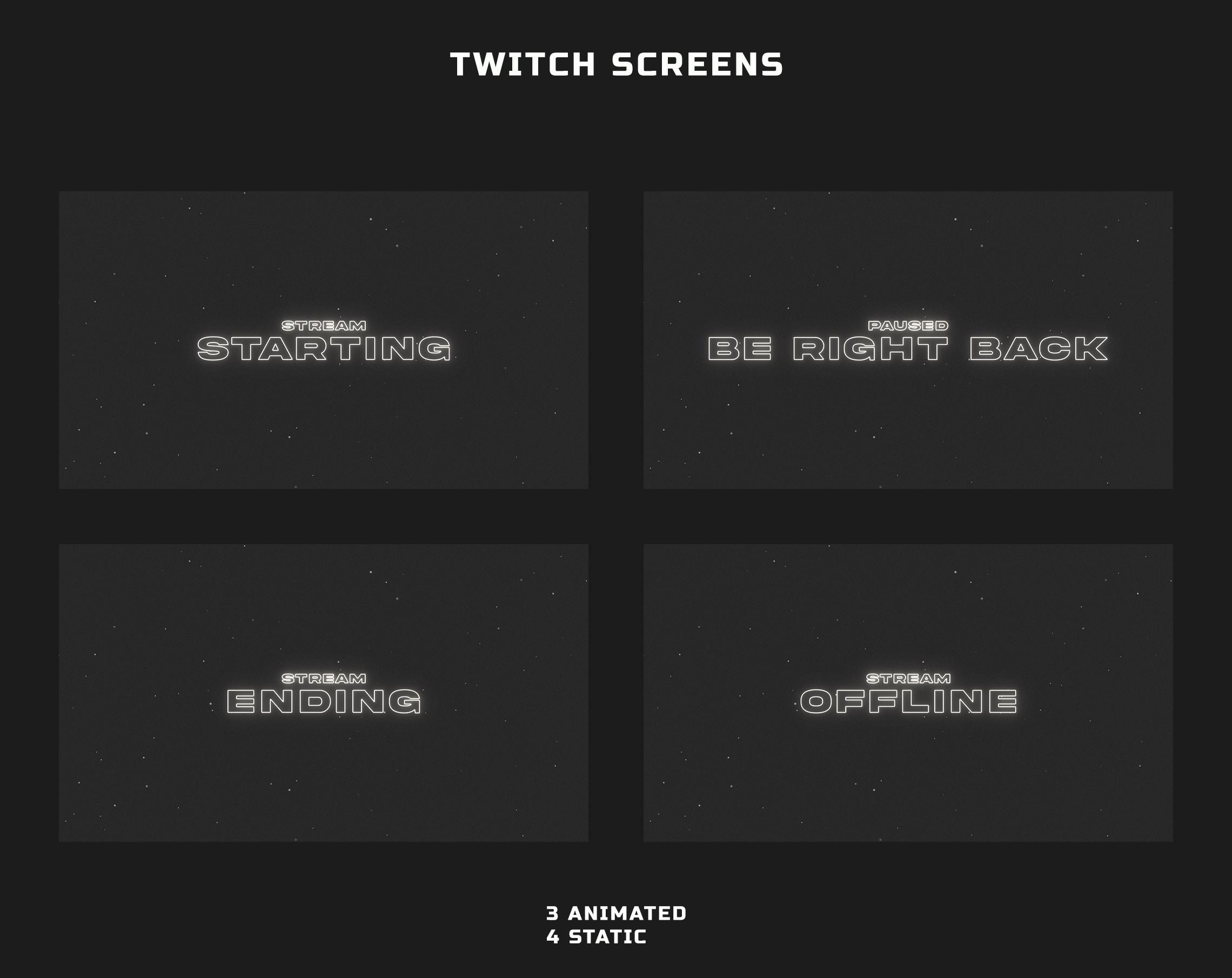 Gray Twitch Overlay Package - Black & White Minimalist Stream Overlay ...