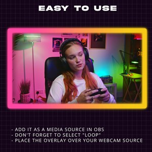 Pink and Yellow Animated Webcam Overlay, Glowing Stream Overlay, Camera ...