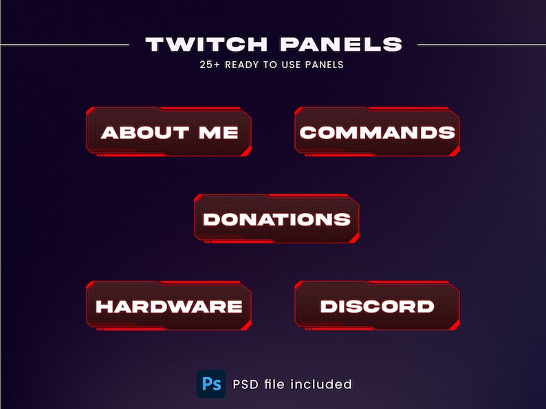 Twitch Panels - Red Futuristic Panels for About Page on Twitch ...