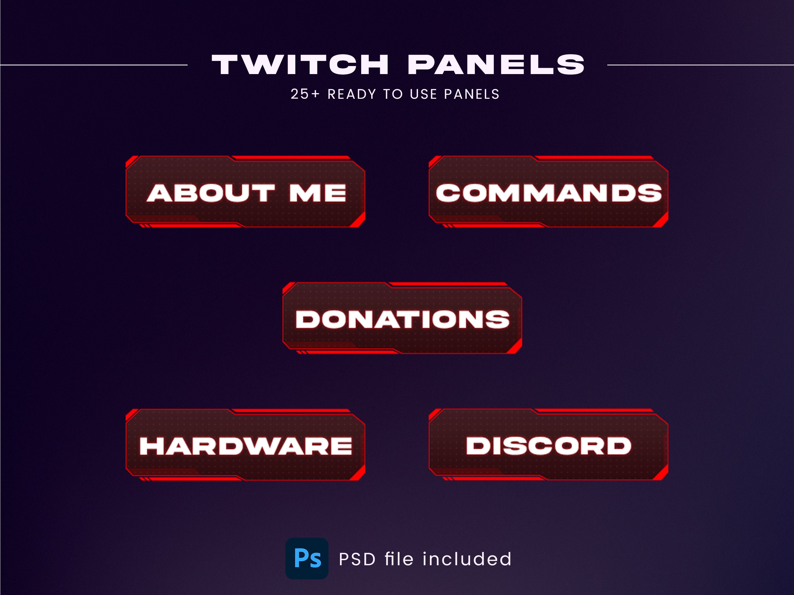 Twitch Panels - Red Futuristic Panels for About Page on Twitch ...